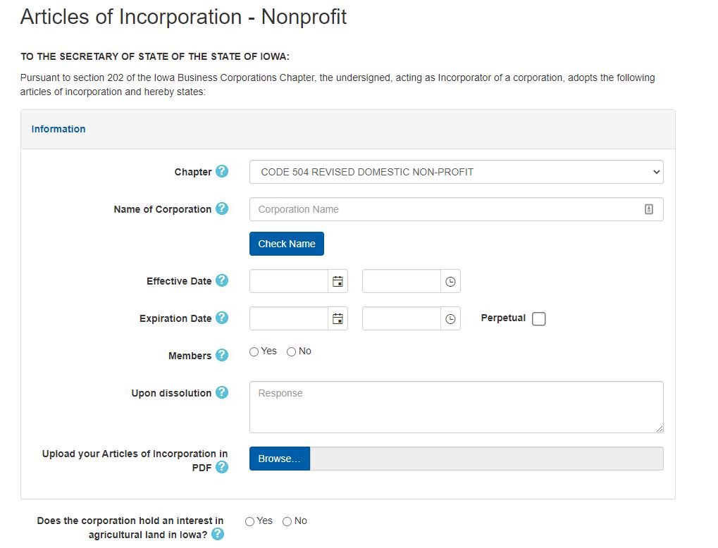 How do I form an Iowa Nonprofit Corporation? | Fast Track Filing ...